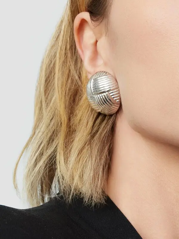 ORADINA Woven Button Earrings In Sterling