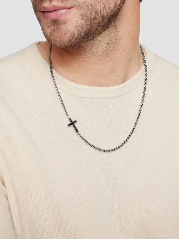 David Yurman Cross Station Necklace In Sterling