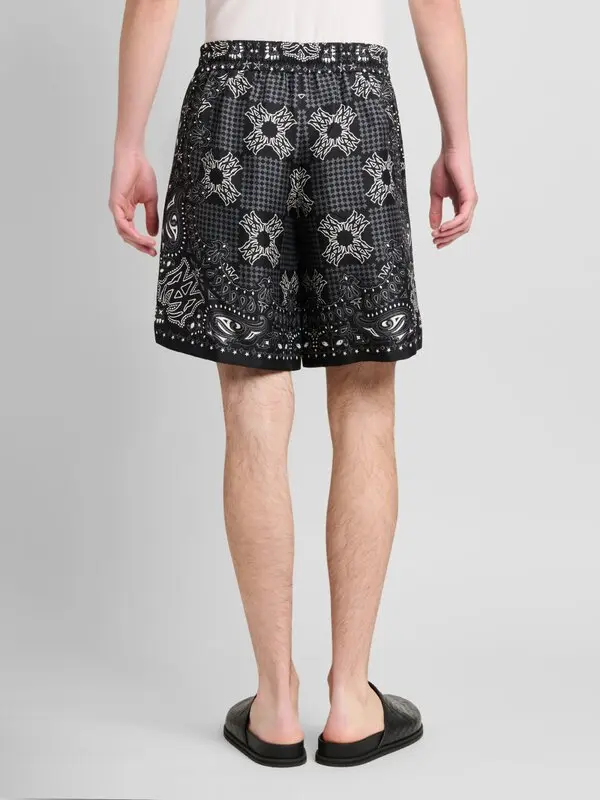 Amiri Printed Silk Drawstring Shorts - Black
