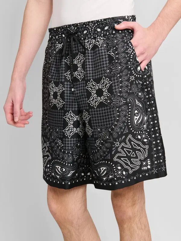 Amiri Printed Silk Drawstring Shorts - Black
