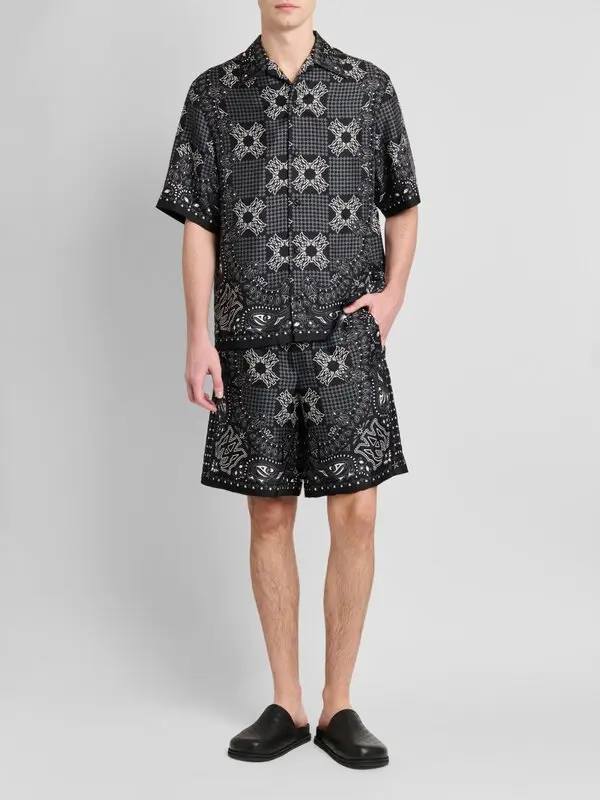 Amiri Printed Silk Drawstring Shorts - Black