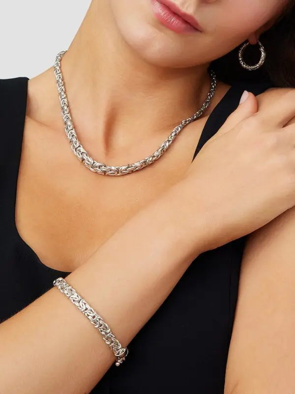 ORADINA Byzantine Artisan Graduated Necklace In Sterling