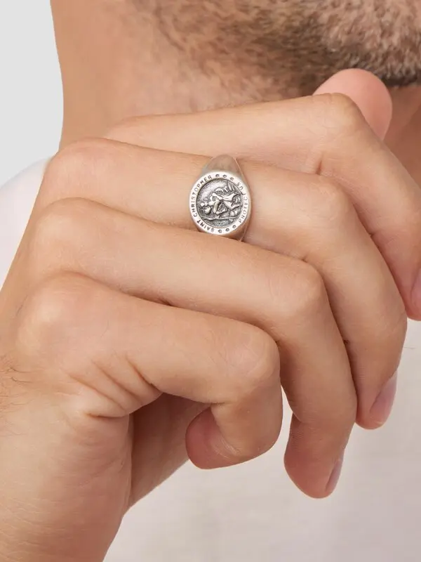 ORADINA Guardian Signet Ring In Oxidized Sterling