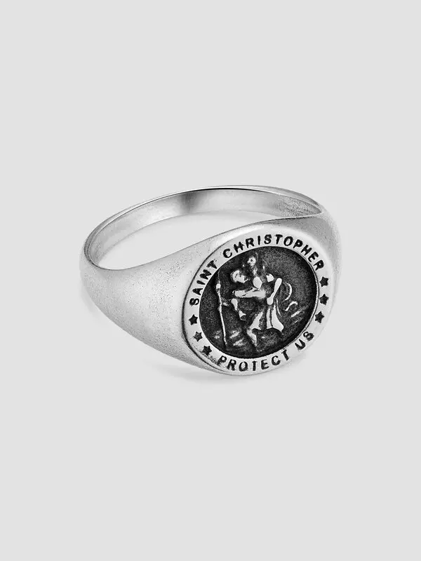 ORADINA Guardian Signet Ring In Oxidized Sterling