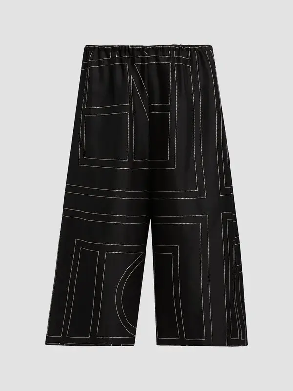 TOTEME Monogram Silk Pajama-style Culottes - Black