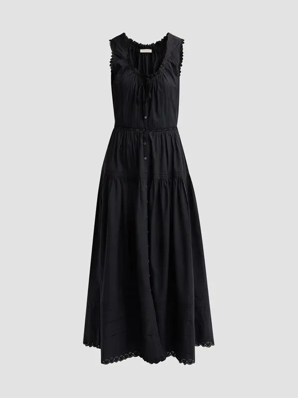 DÔEN Hortense Button-front Cotton Maxi Dress