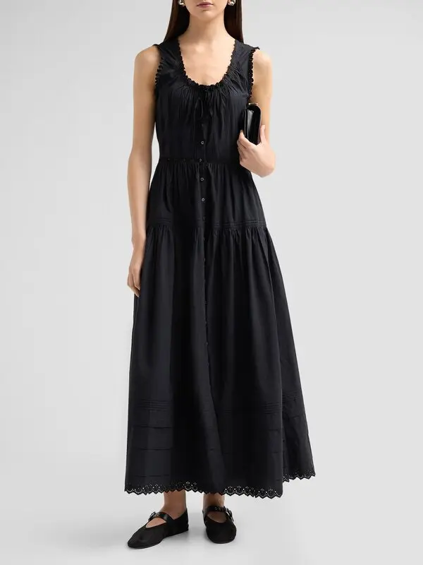 DÔEN Hortense Button-front Cotton Maxi Dress