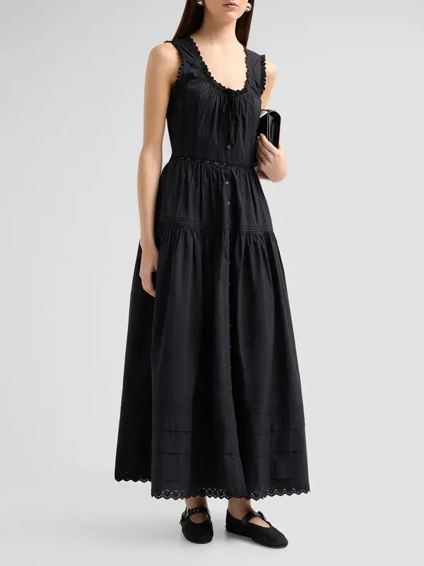 DÔEN Hortense Button-front Cotton Maxi Dress