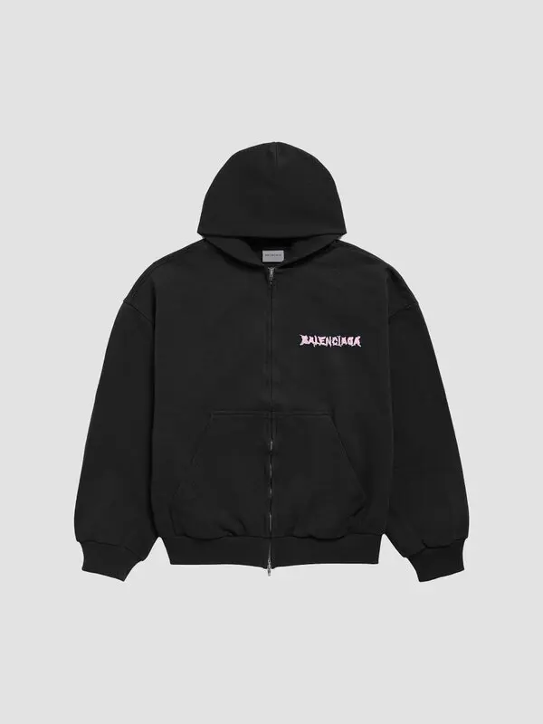 Balenciaga Diy Back Zip-up Regular Fit Hoodie - Black