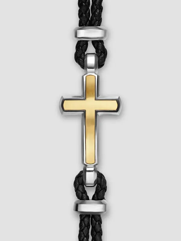 David Yurman Streamline Cross Station Bracelet In Black Leather