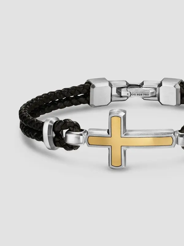 David Yurman Streamline Cross Station Bracelet In Black Leather