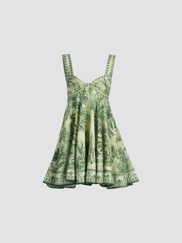 ALEMAIS Sara Tropical Print Twist-front Mini-sundress