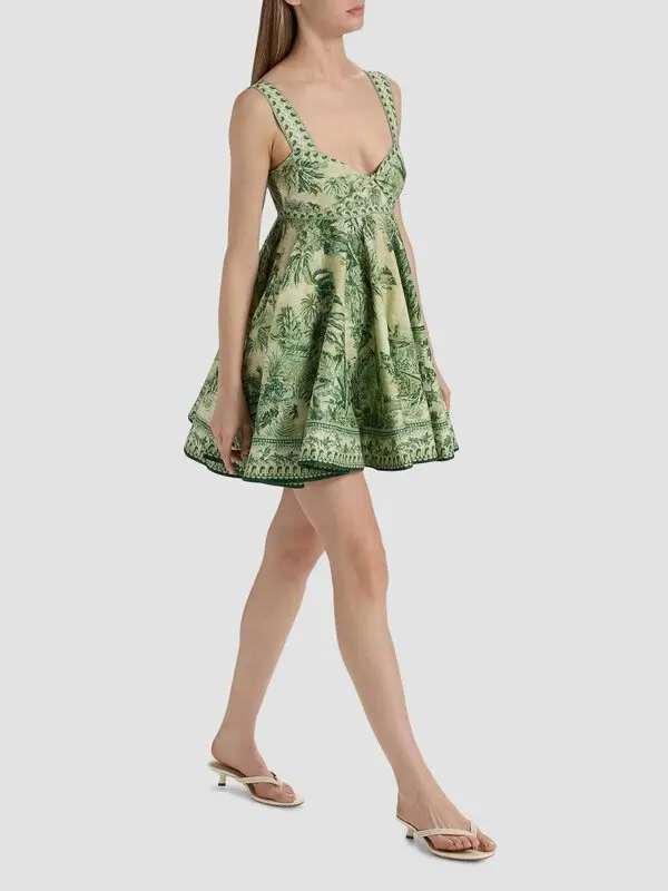 ALEMAIS Sara Tropical Print Twist-front Mini-sundress