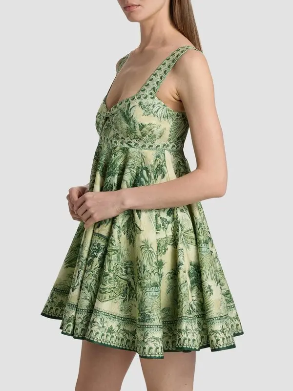 ALEMAIS Sara Tropical Print Twist-front Mini-sundress