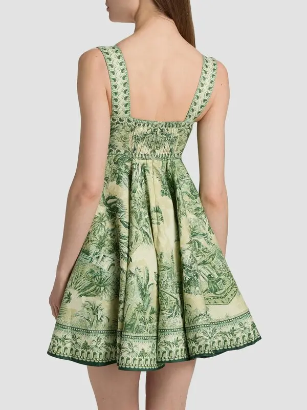 ALEMAIS Sara Tropical Print Twist-front Mini-sundress
