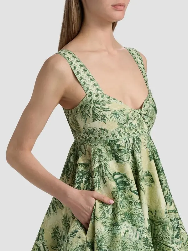 ALEMAIS Sara Tropical Print Twist-front Mini-sundress