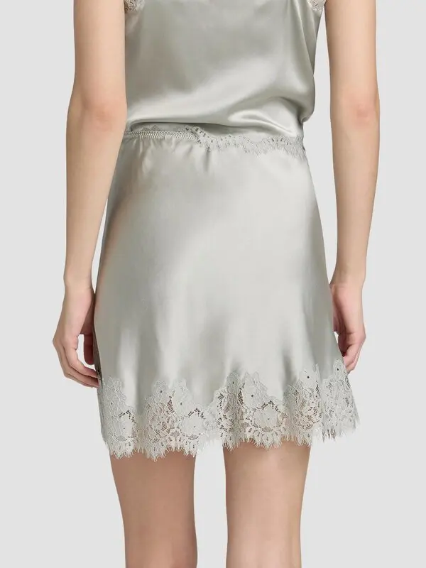 DÔEN Giulietta Lace-trim Silk Miniskirt
