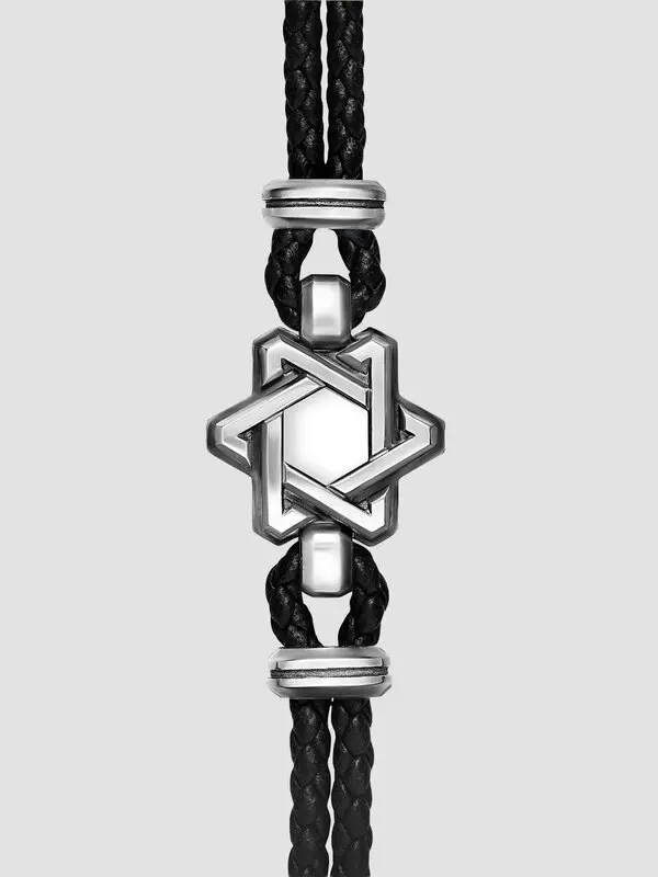 David Yurman Streamline Star Of David Bracelet In Black Leather