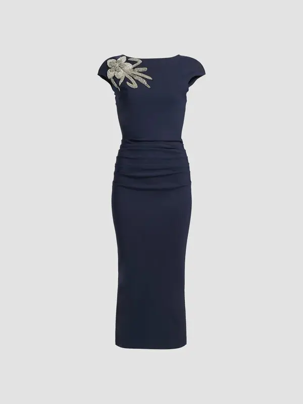 Chiara Boni La Petite Robe Hesup Shoulder-embellished Cocktail Dress - Midnight