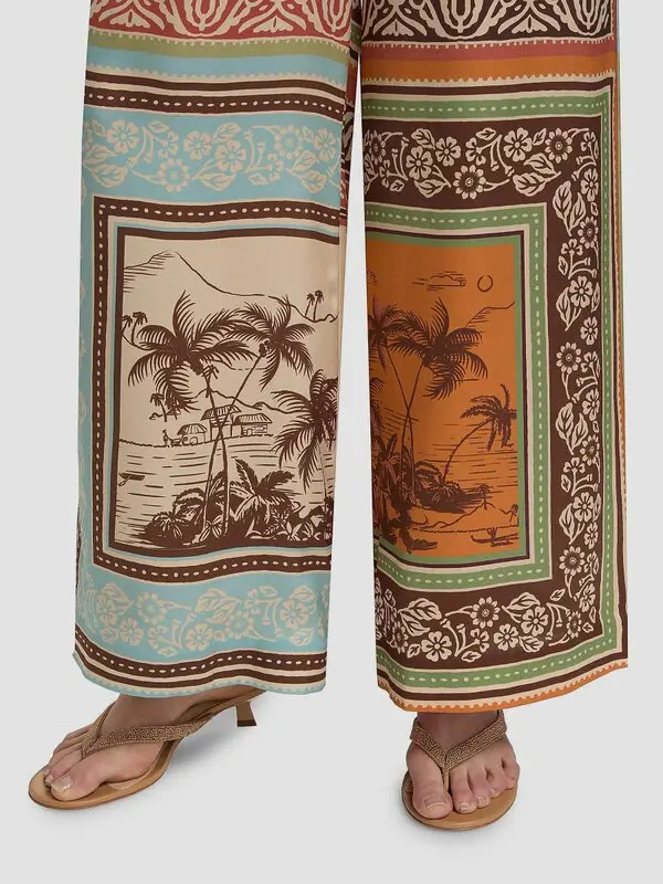 ALEMAIS Alberta Printed Silk Wide-leg Pants