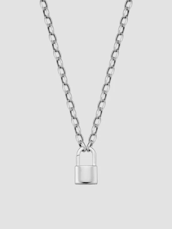 ORADINA Lock It Up Connector Clasp Necklace In Sterling - Silver