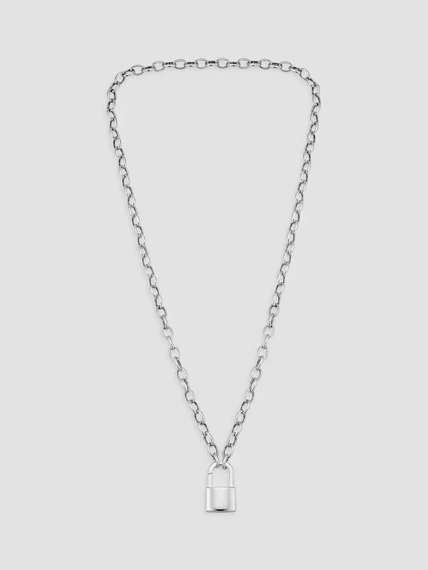 ORADINA Lock It Up Connector Clasp Necklace In Sterling