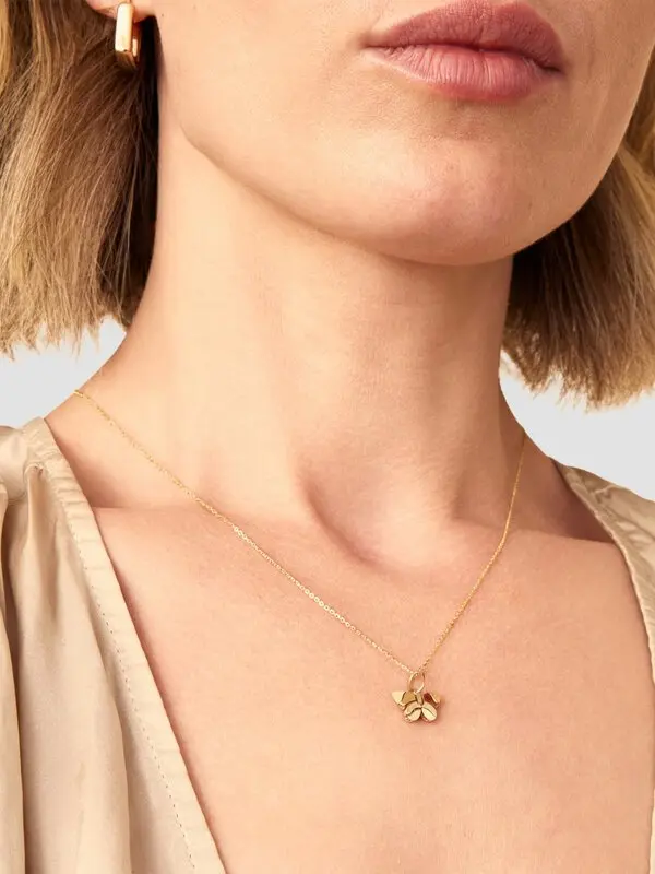 ORADINA Mosaic Butterfly Pendant Charm In 14k Yellow