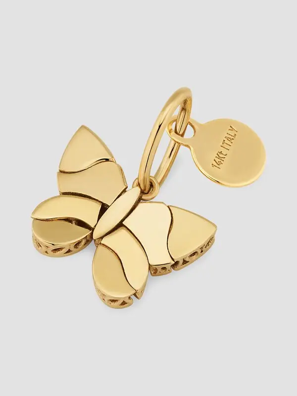 ORADINA Mosaic Butterfly Pendant Charm In 14k Yellow