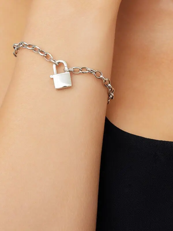 ORADINA Lock It Up Connector Clasp Bracelet In Sterling