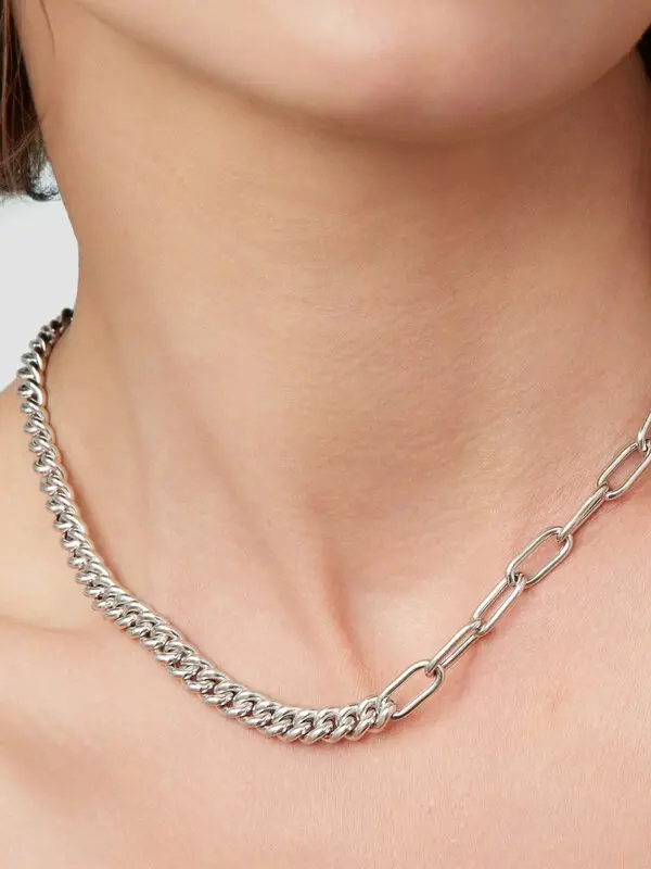 ORADINA Curb Clip Link Connector Clasp Necklace In Sterling