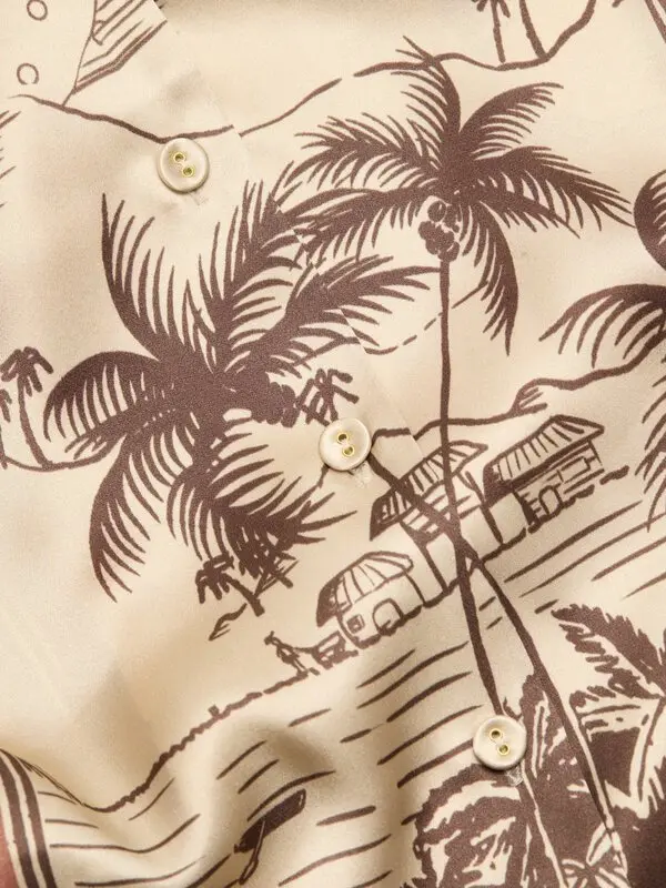 ALEMAIS Alberta Tropical Print Silk Relaxed-fit Shirt