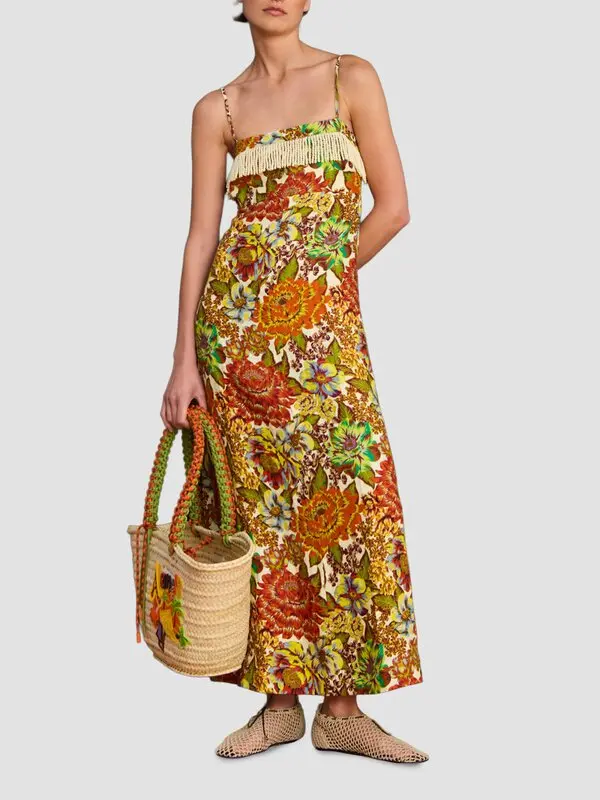 ALEMAIS Lana Floral Linen Maxi Dress