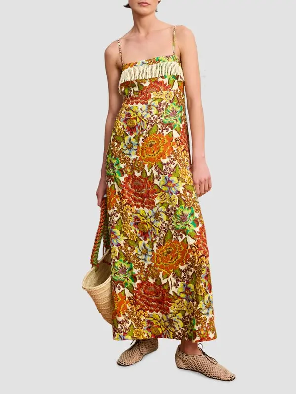ALEMAIS Lana Floral Linen Maxi Dress