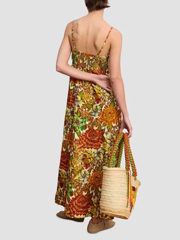 ALEMAIS Lana Floral Linen Maxi Dress