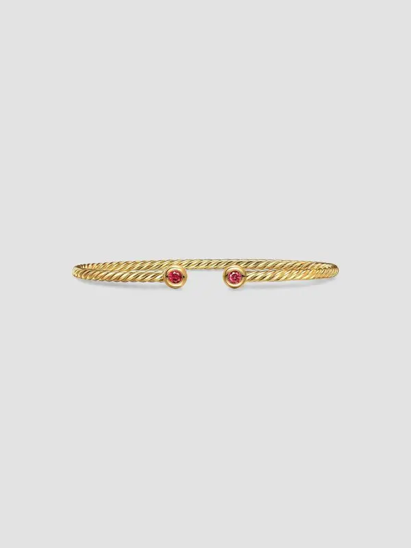 David Yurman Micro Cablespira Flex Round Bracelet In 18k Yellow Gold - Ruby