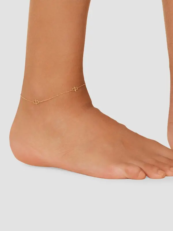 ORADINA 14k Yellow Harmony Station Anklet