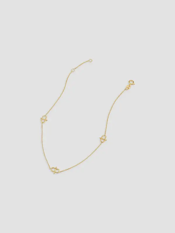 ORADINA 14k Yellow Harmony Station Anklet