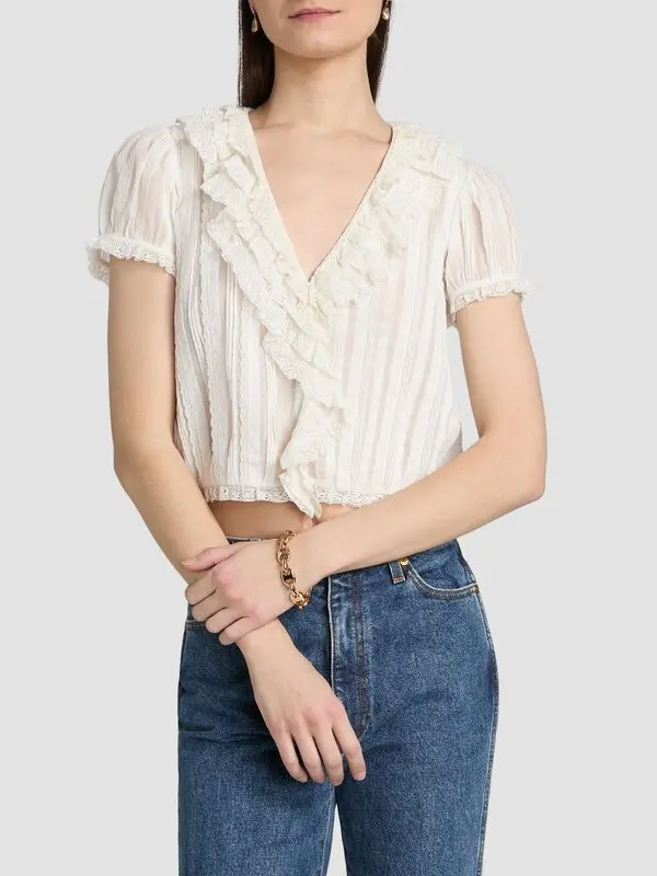 DÔEN Bernadette Lace Ruffle Top