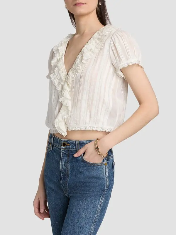 DÔEN Bernadette Lace Ruffle Top