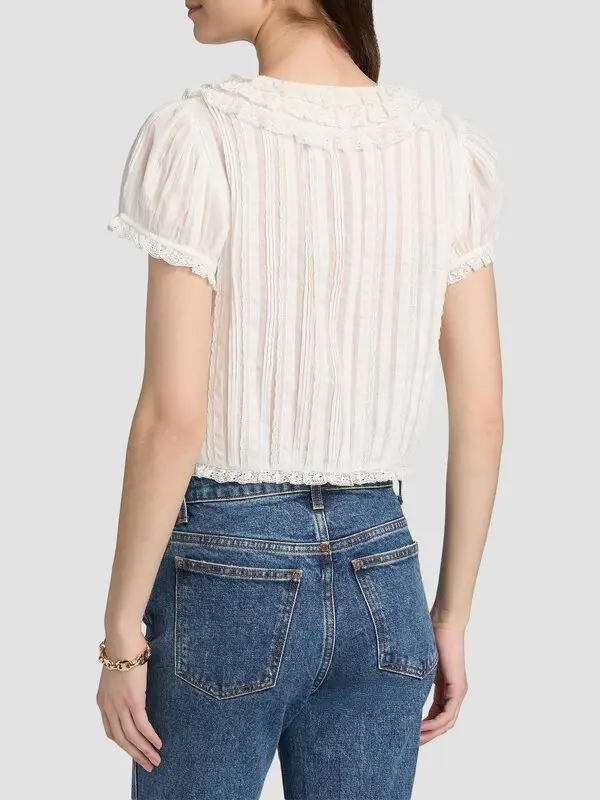 DÔEN Bernadette Lace Ruffle Top