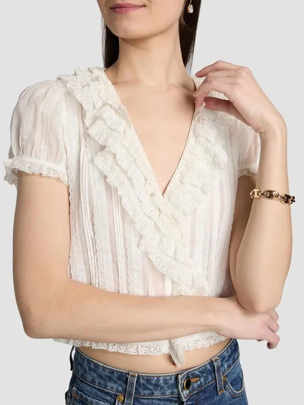 DÔEN Bernadette Lace Ruffle Top