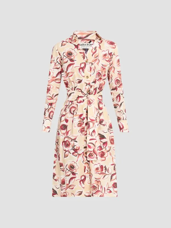Chiara Boni La Petite Robe Belted Rose Midi-shirtdress - Multi Pattern