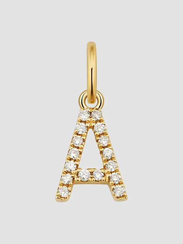 ORADINA 14k Yellow Gold My Letter Diamond Initial Pendant Charm - Initial A