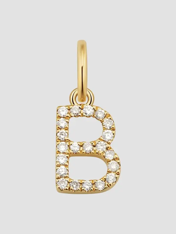 ORADINA 14k Yellow Gold My Letter Diamond Initial Pendant Charm - Initial B