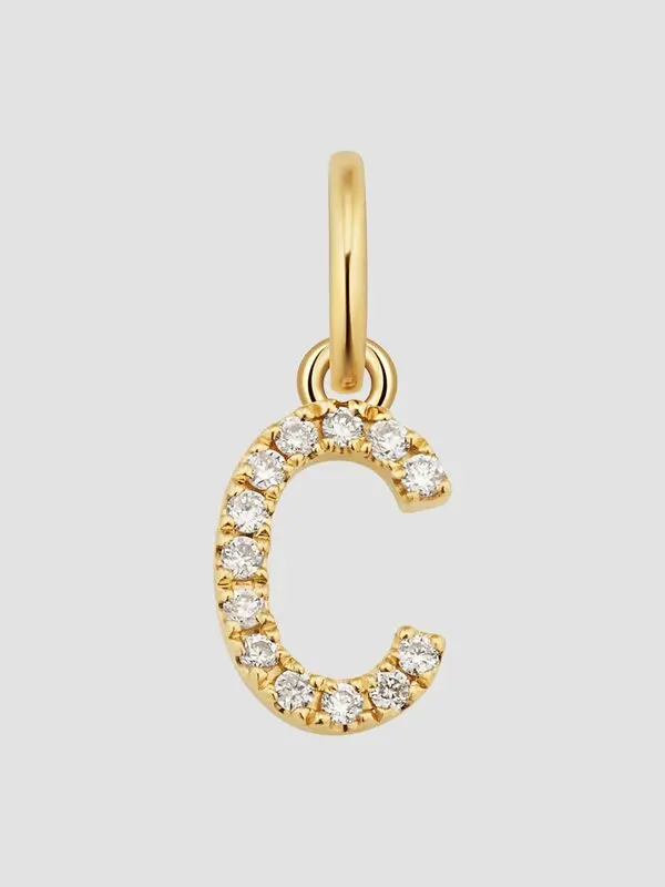 ORADINA 14k Yellow Gold My Letter Diamond Initial Pendant Charm - Initial C