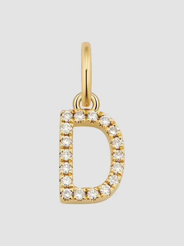 ORADINA 14k Yellow Gold My Letter Diamond Initial Pendant Charm - Initial D