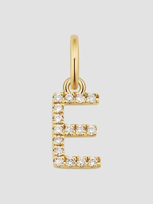 ORADINA 14k Yellow Gold My Letter Diamond Initial Pendant Charm - Initial E