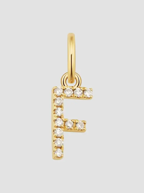 ORADINA 14k Yellow Gold My Letter Diamond Initial Pendant Charm - Initial F