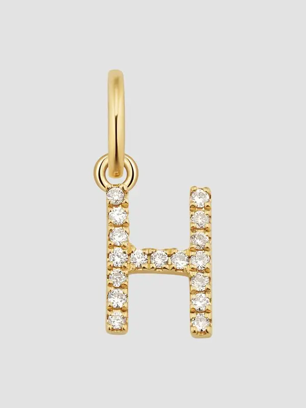 ORADINA 14k Yellow Gold My Letter Diamond Initial Pendant Charm - Initial H