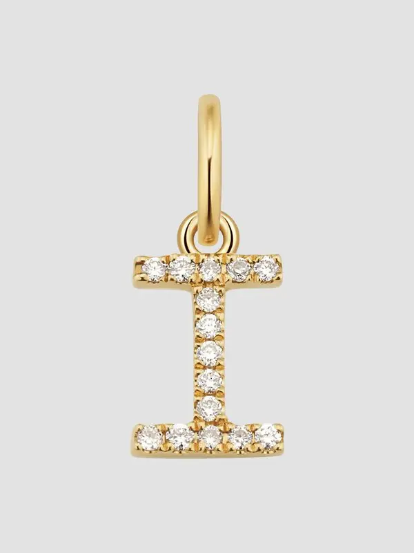 ORADINA 14k Yellow Gold My Letter Diamond Initial Pendant Charm - Initial I